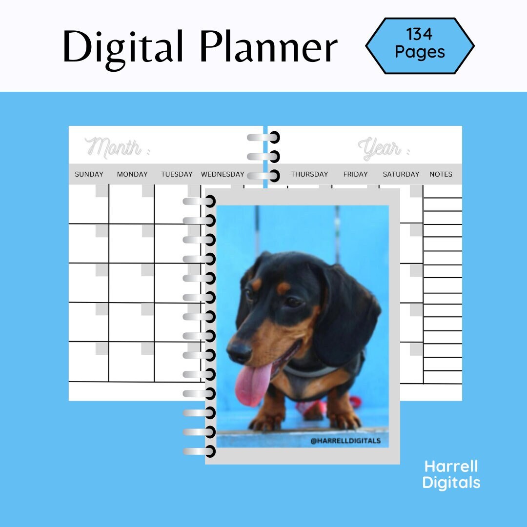 Printable Wiener Dog Planner, Digital Dachshund Planner, Dog Training ...
