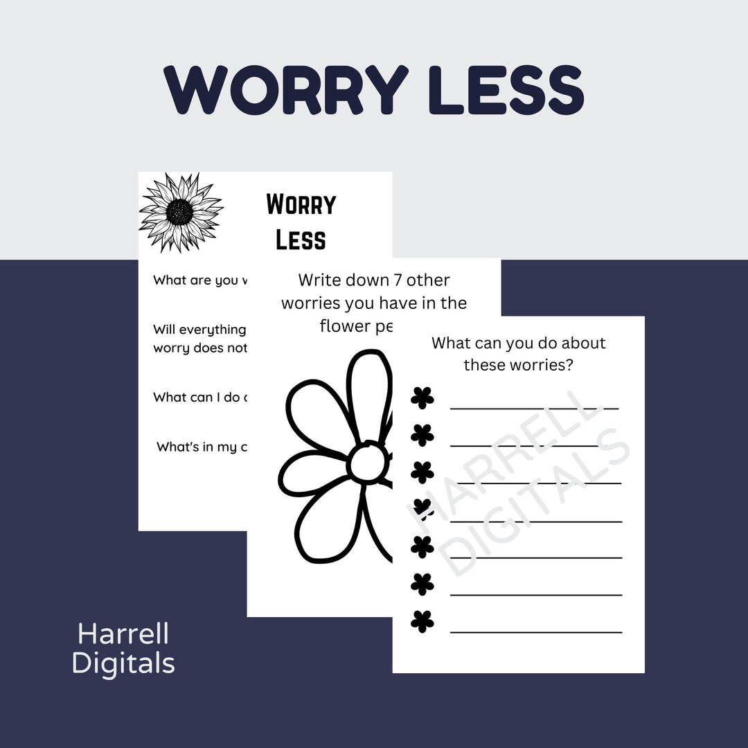Worry Less Worksheet, Anxiety Pdf Printable, Self Care Worksheet ...