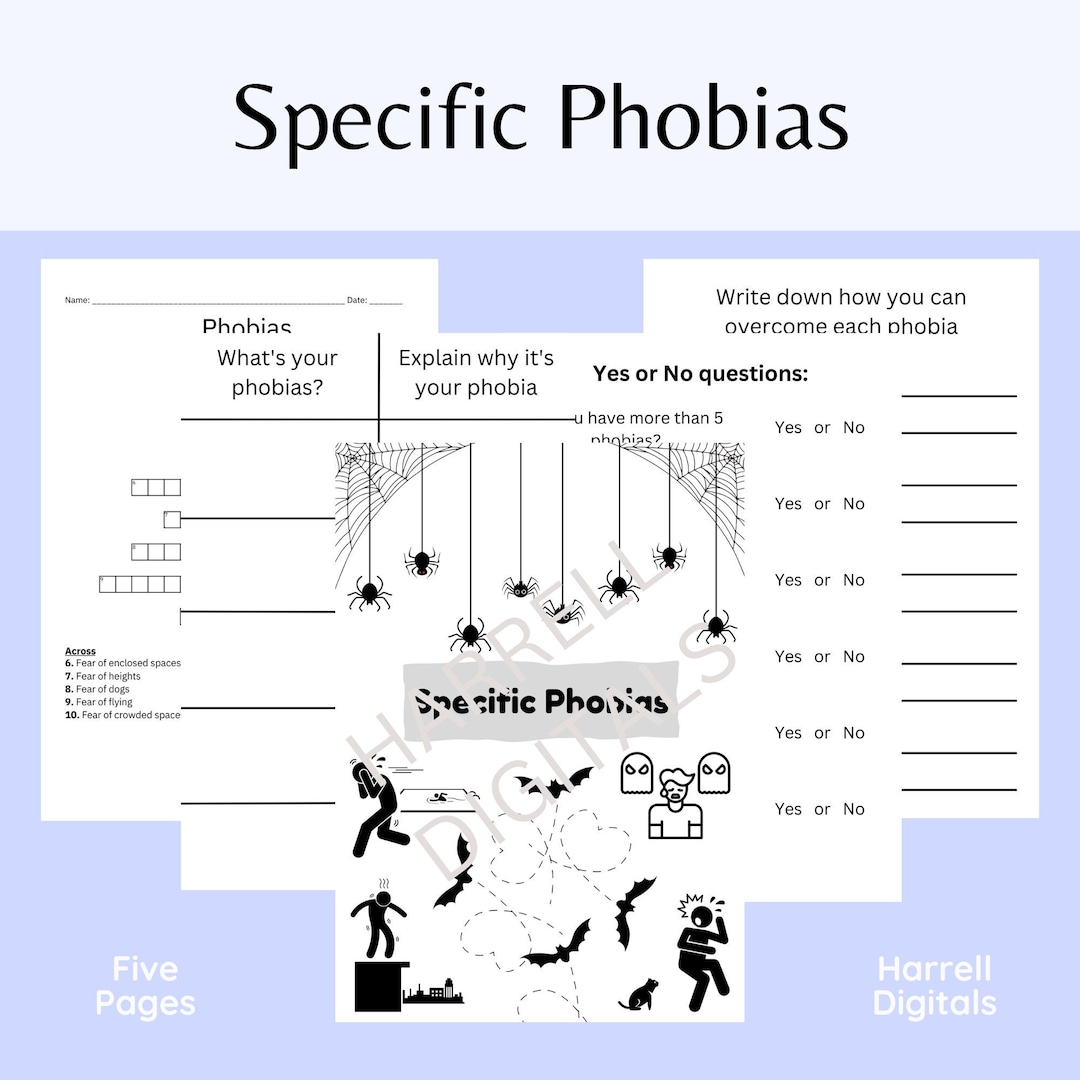 Phobia Worksheets for Managing Anxiety and Fear, CBT Therapy for ...