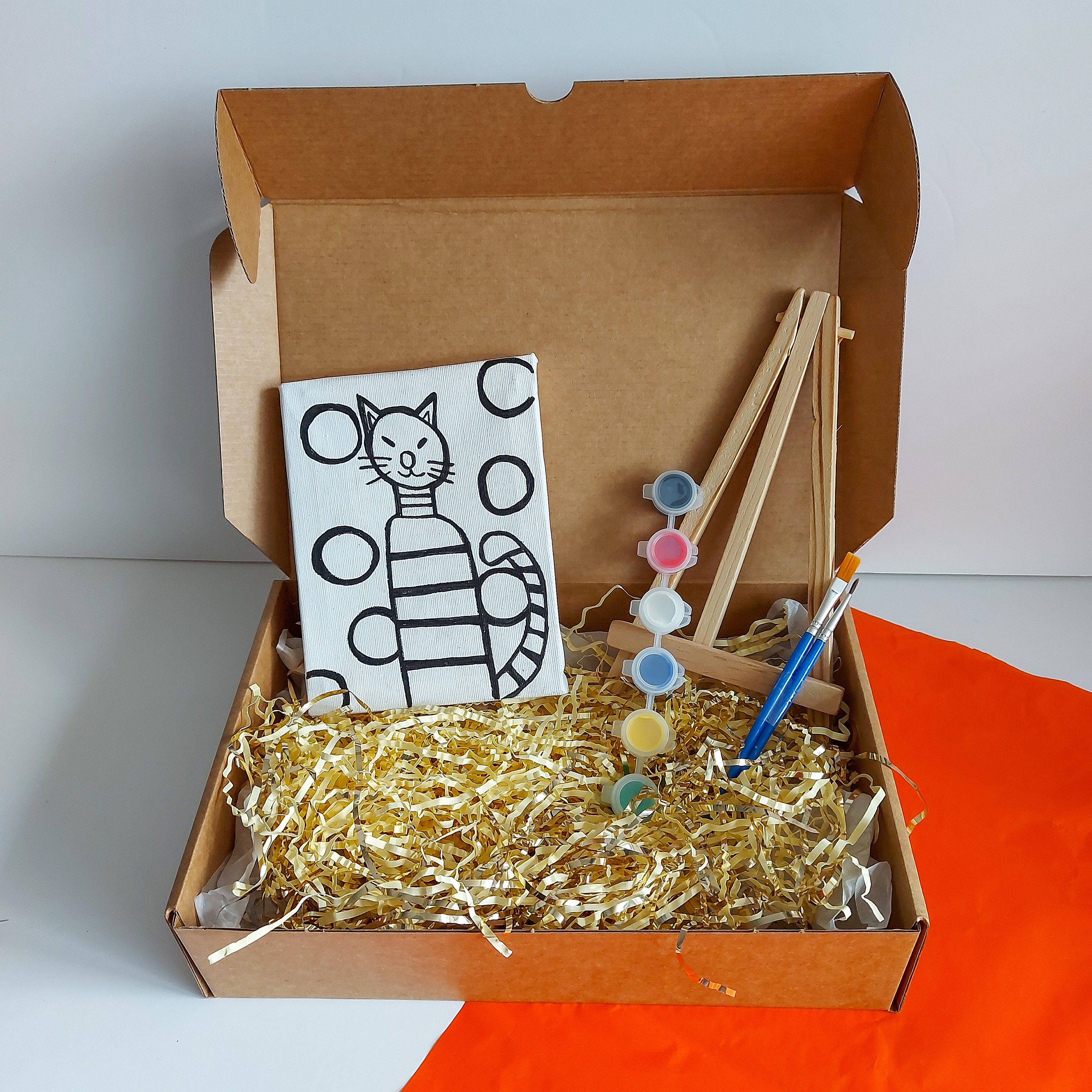 Cat Art Set. Art Party Set. Art Gift Box. Painting Set. Pre-drawn ...