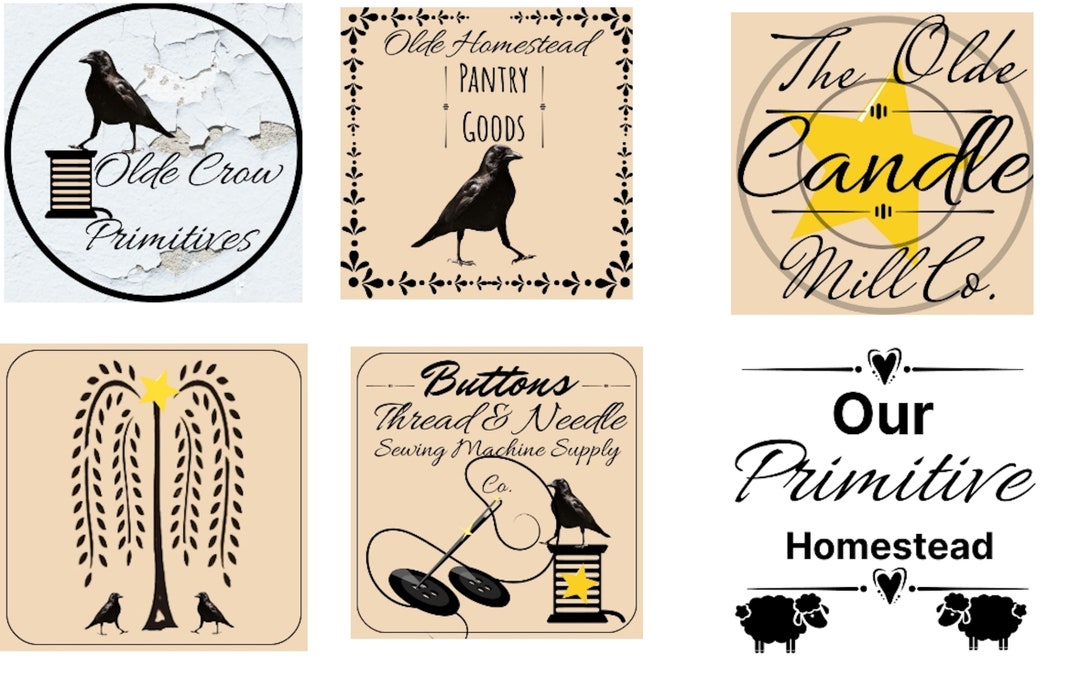 Instant Download - Primitive Labels (digital Download) (6) 2 X 2 Inch ...