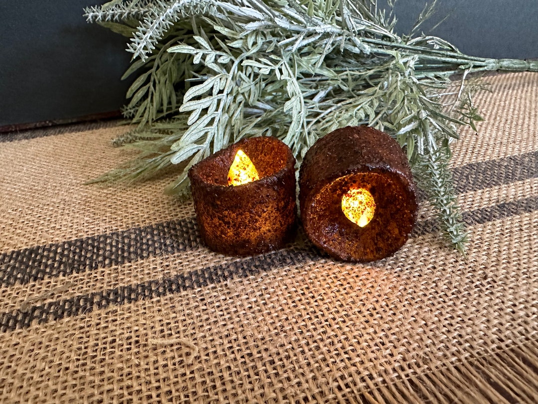 Country 2 Pk Grubby Tea Light Candles (not Timer) | Battery Operated ...