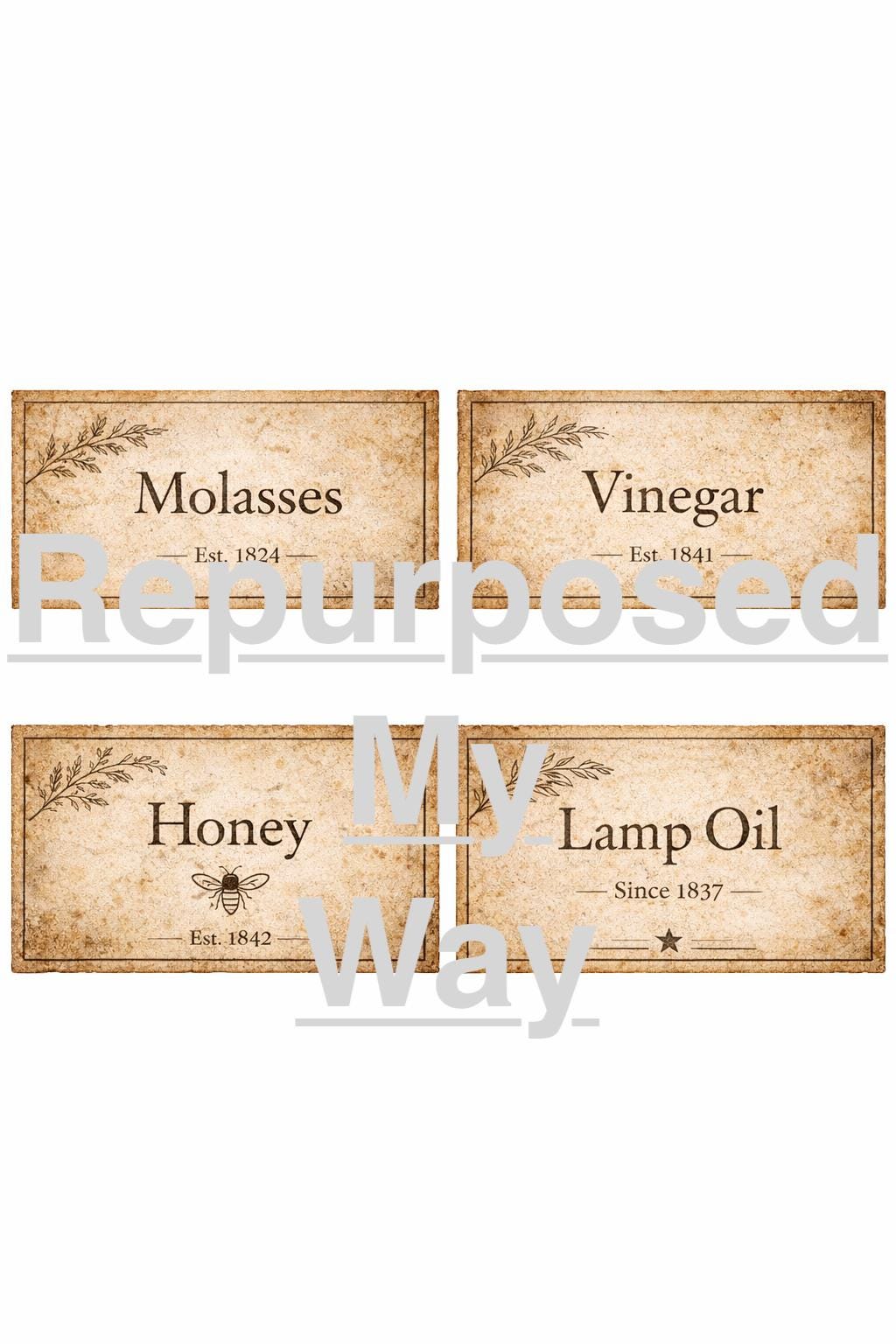Early American Pantry Labels – Liquids & Storeroom | Primitive Mason ...