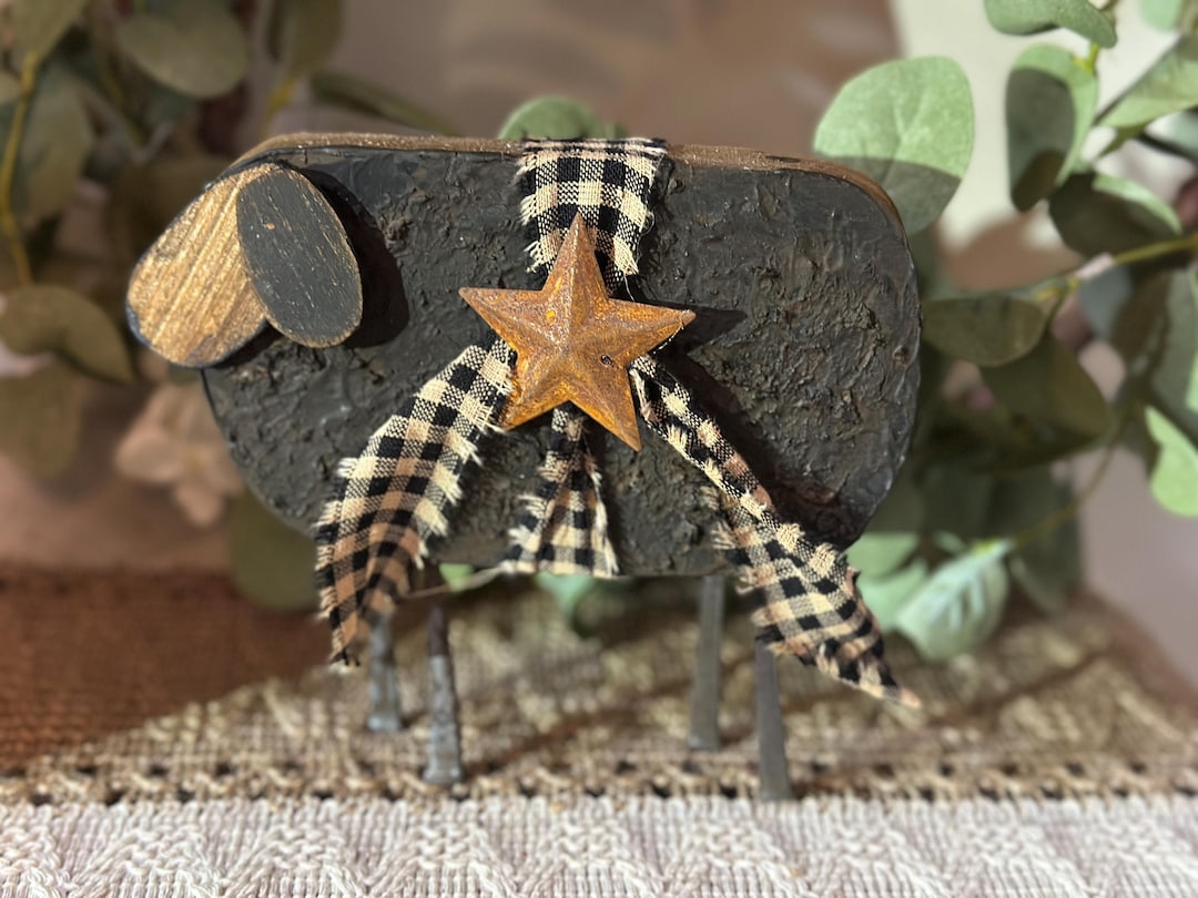 Primitive Sheep * Wood Lamb * Homemade * Handmade Rustic Shelf Sitter ...