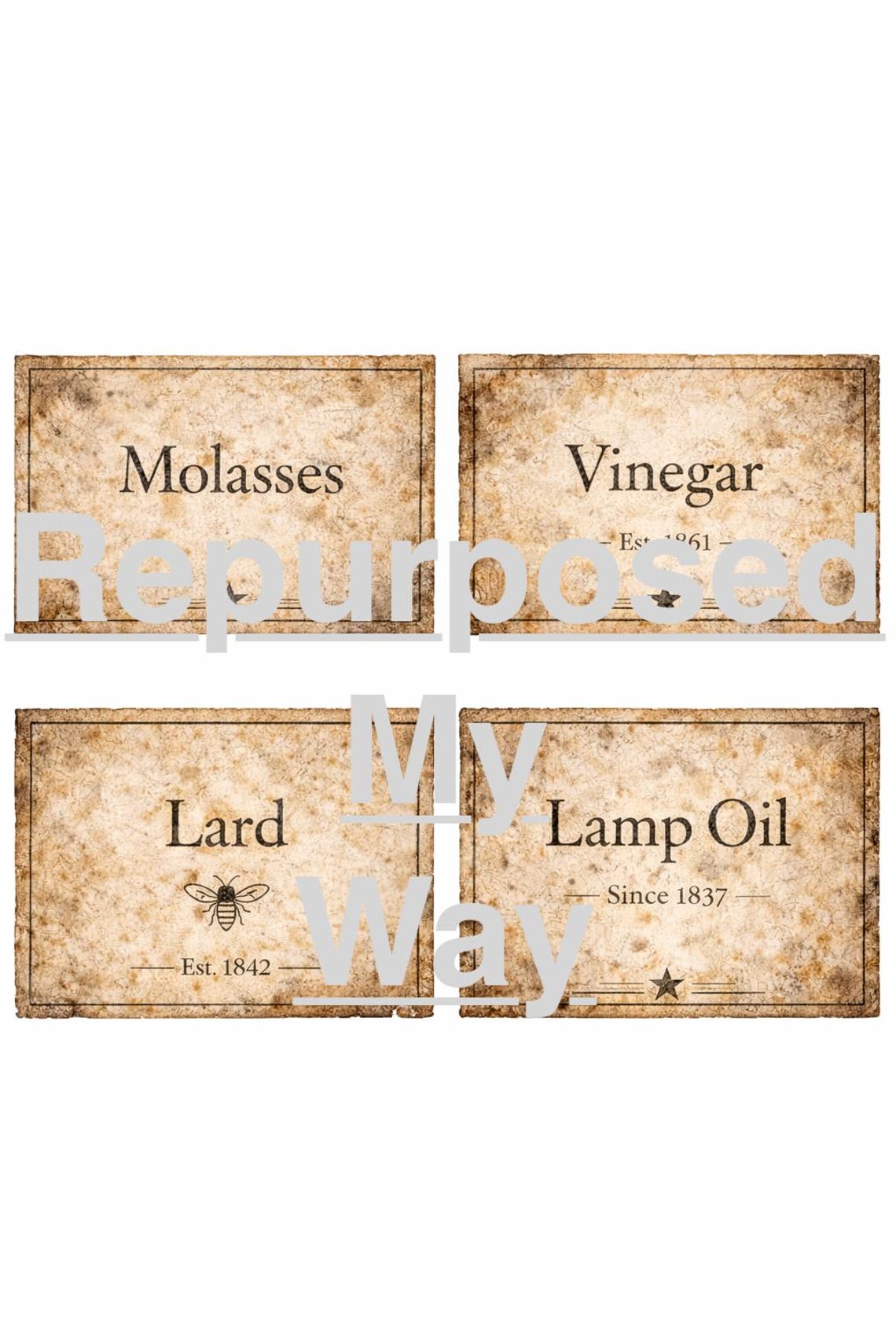 Early American Pantry Labels – Liquids & Storeroom | Primitive Mason ...