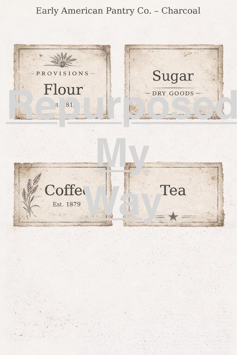 Early American Pantry Labels | Primitive Mason Jar Collection | Aged ...