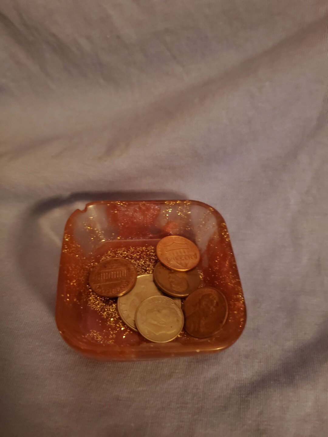 Resin Square Shaped Coin/trinket Dish. Glittery Red and Clear Design - Etsy