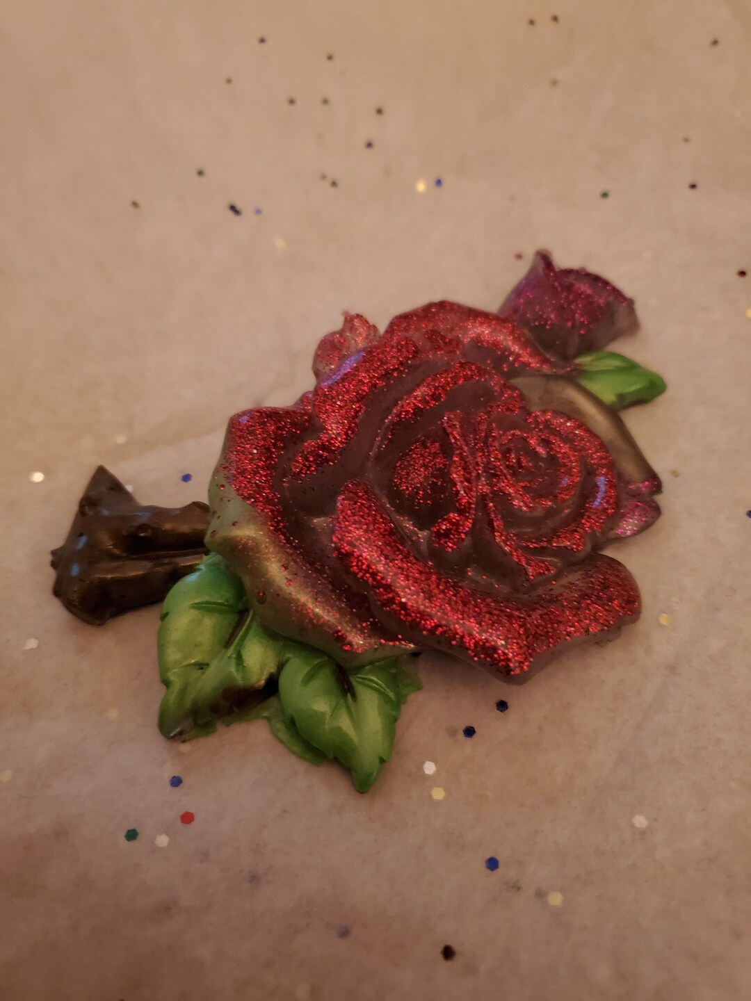 3D Resin Rose. Glittery Red. - Etsy