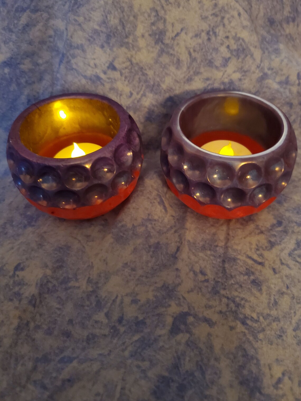 Resin Tealight Candle Holder. Indigo and Red. - Etsy