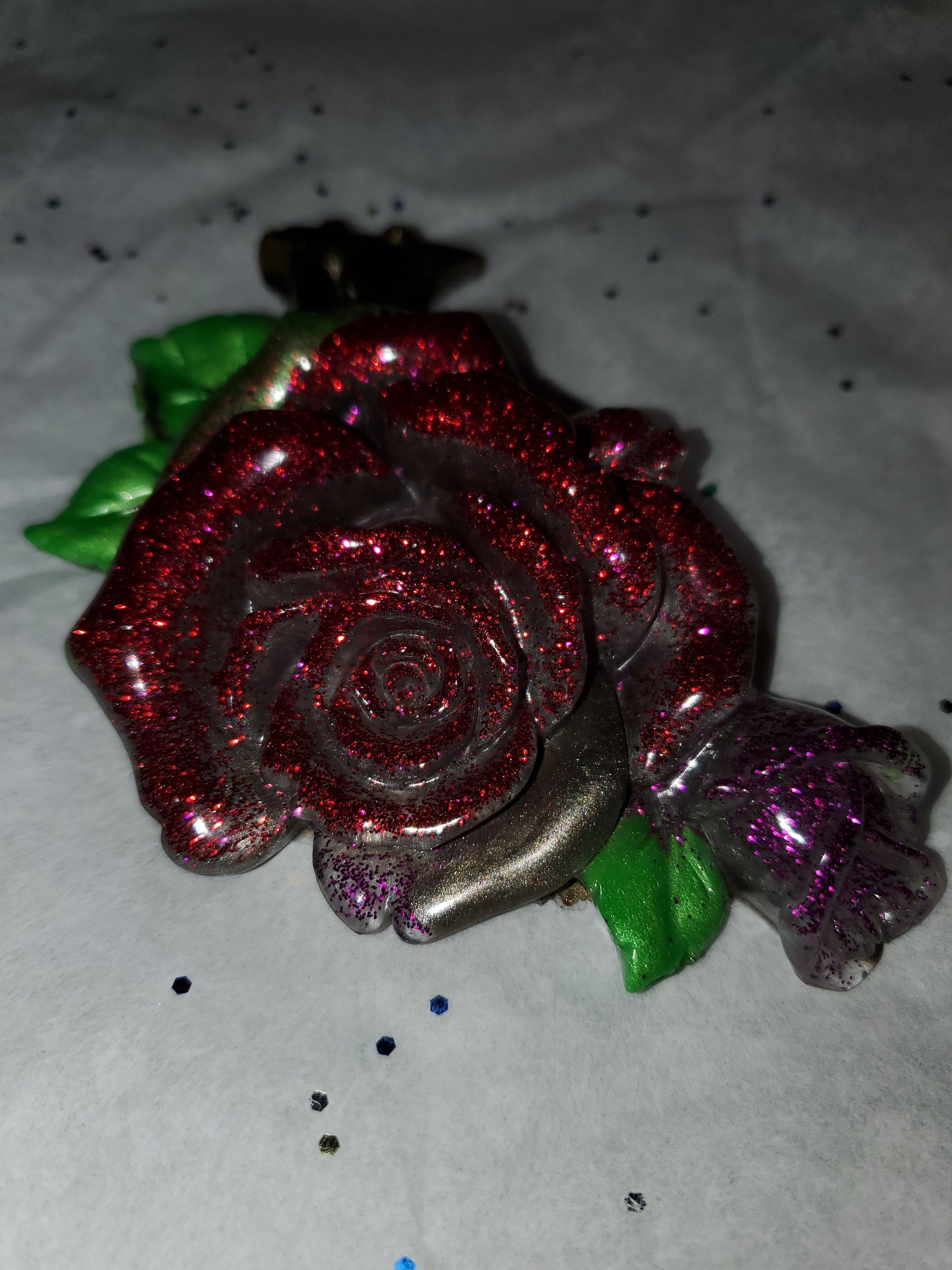 3D Resin Rose. Glittery Red. - Etsy