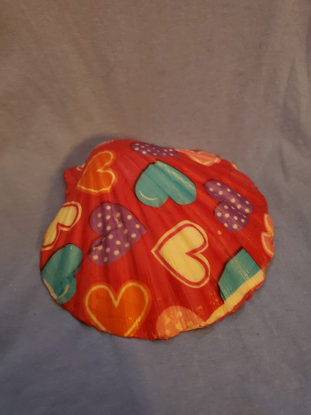 Large Scallop Shell, Decorated With Decoupage. - Etsy