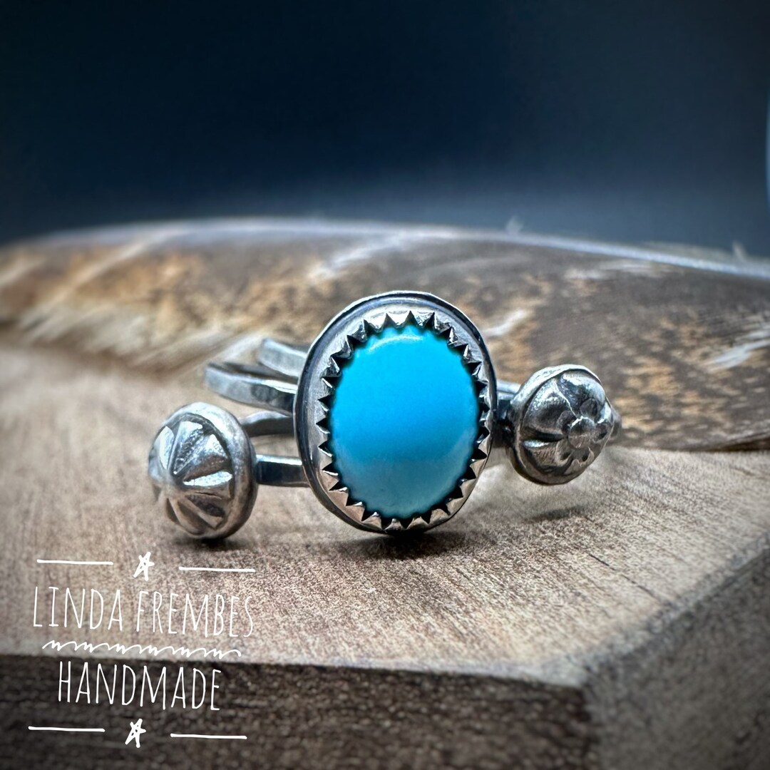 Turquoise Stacker Rings Made With Upcycled Sterling Silver - Sleeping ...