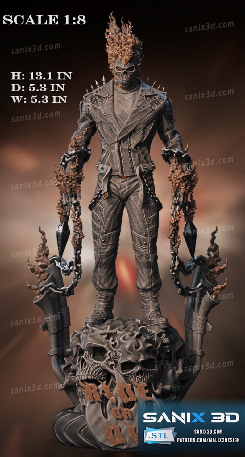 Ghost Rider Action Figure Collectibles High Details Resin 3D Printed by ...