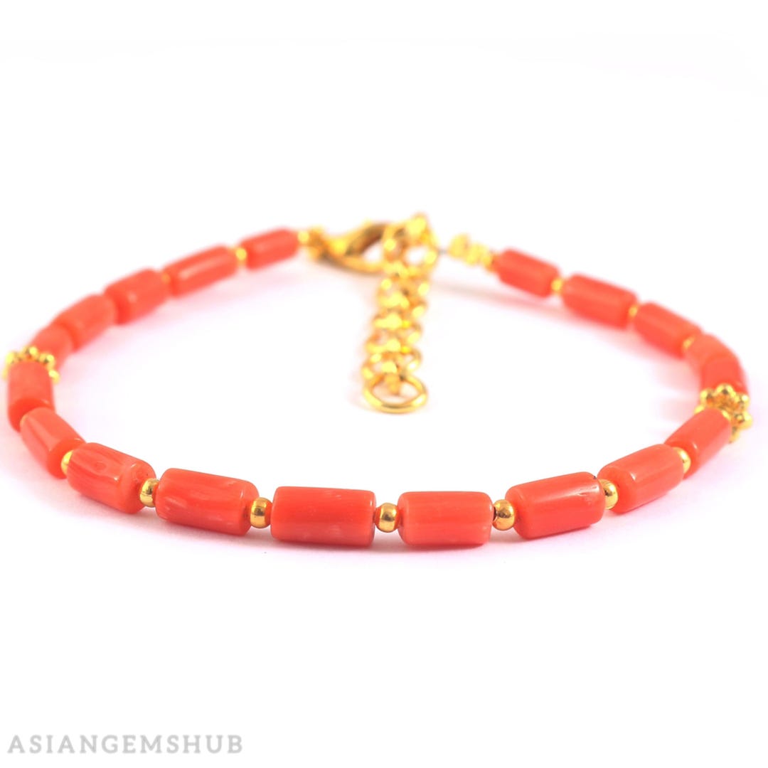 CORAL BRACELET || Natural AAA Red Coral Bracelet, Italian Sea Coral ...