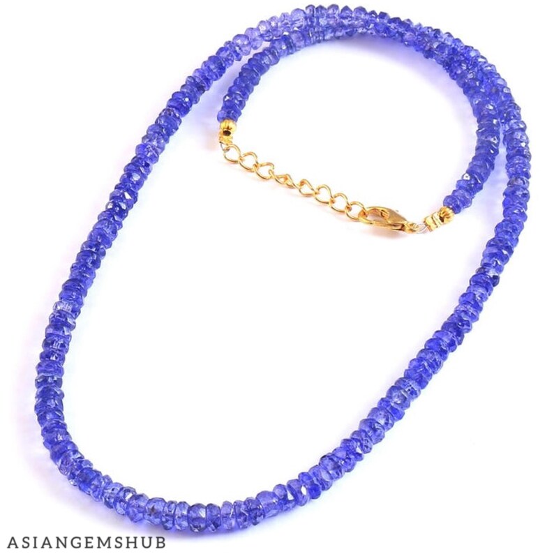 Collar de topacio azul de Londres natural con cuentas facetadas de ...