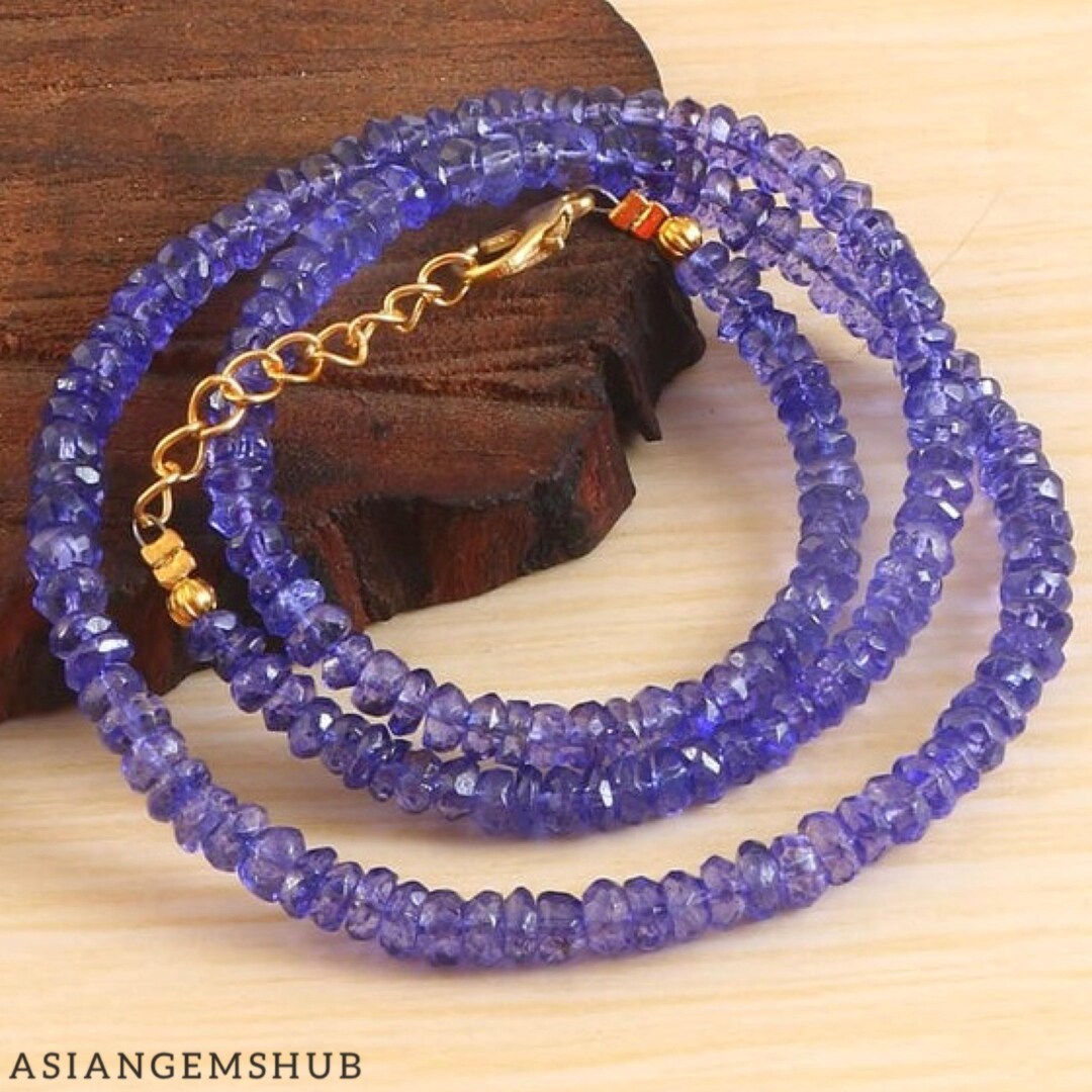 Collar de topacio azul de Londres natural con cuentas facetadas de ...