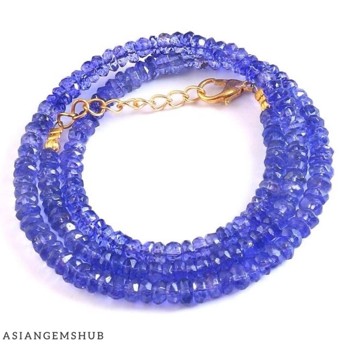 Collar de topacio azul de Londres natural con cuentas facetadas de ...