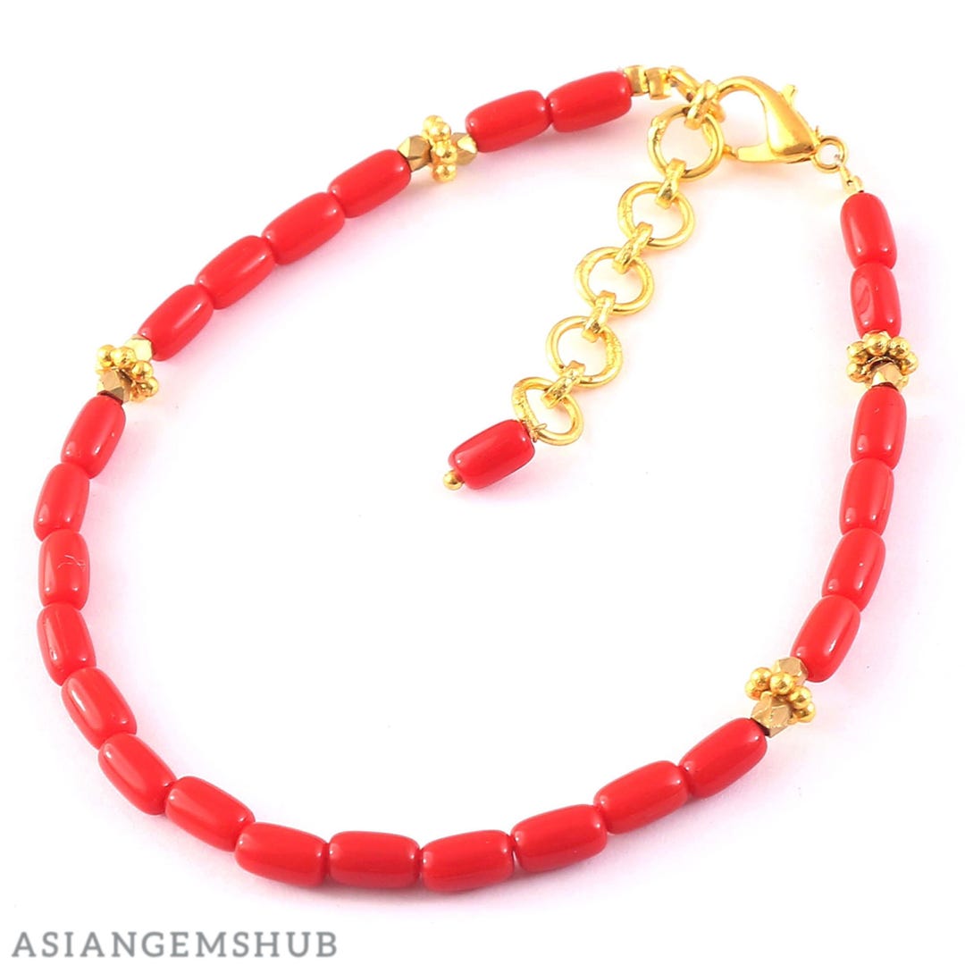CORAL BRACELET || Natural AAA Red Coral Bracelet, Italian Sea Coral ...