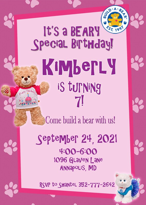 Personalized Customized Build-a-bear Birthday Invitation - Etsy