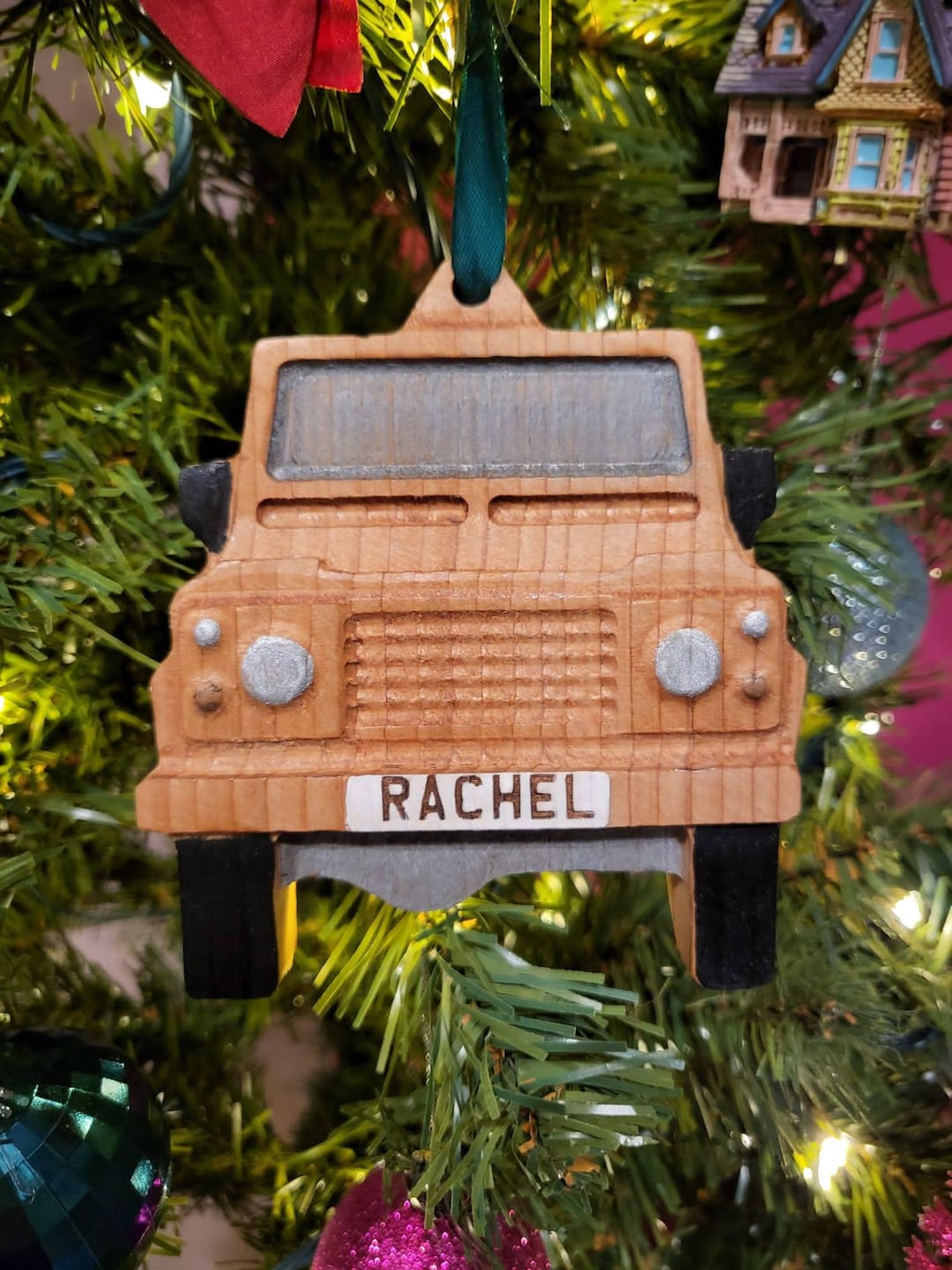 Carved Wooden Land Rover Defender Christmas Tree Decoration ...