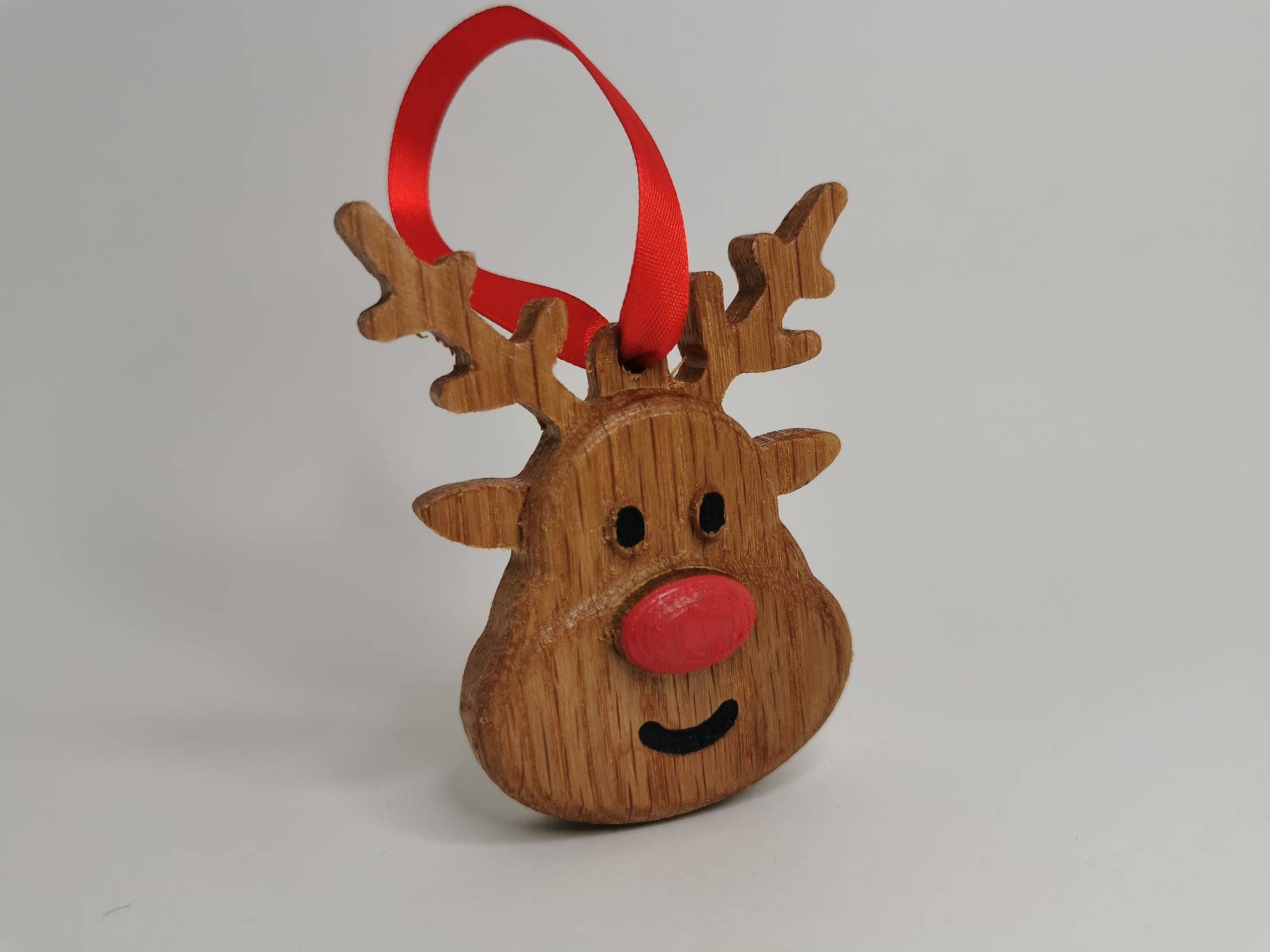 Carved Wooden Reindeer Christmas Ornament - Hand-painted Holiday Decor ...