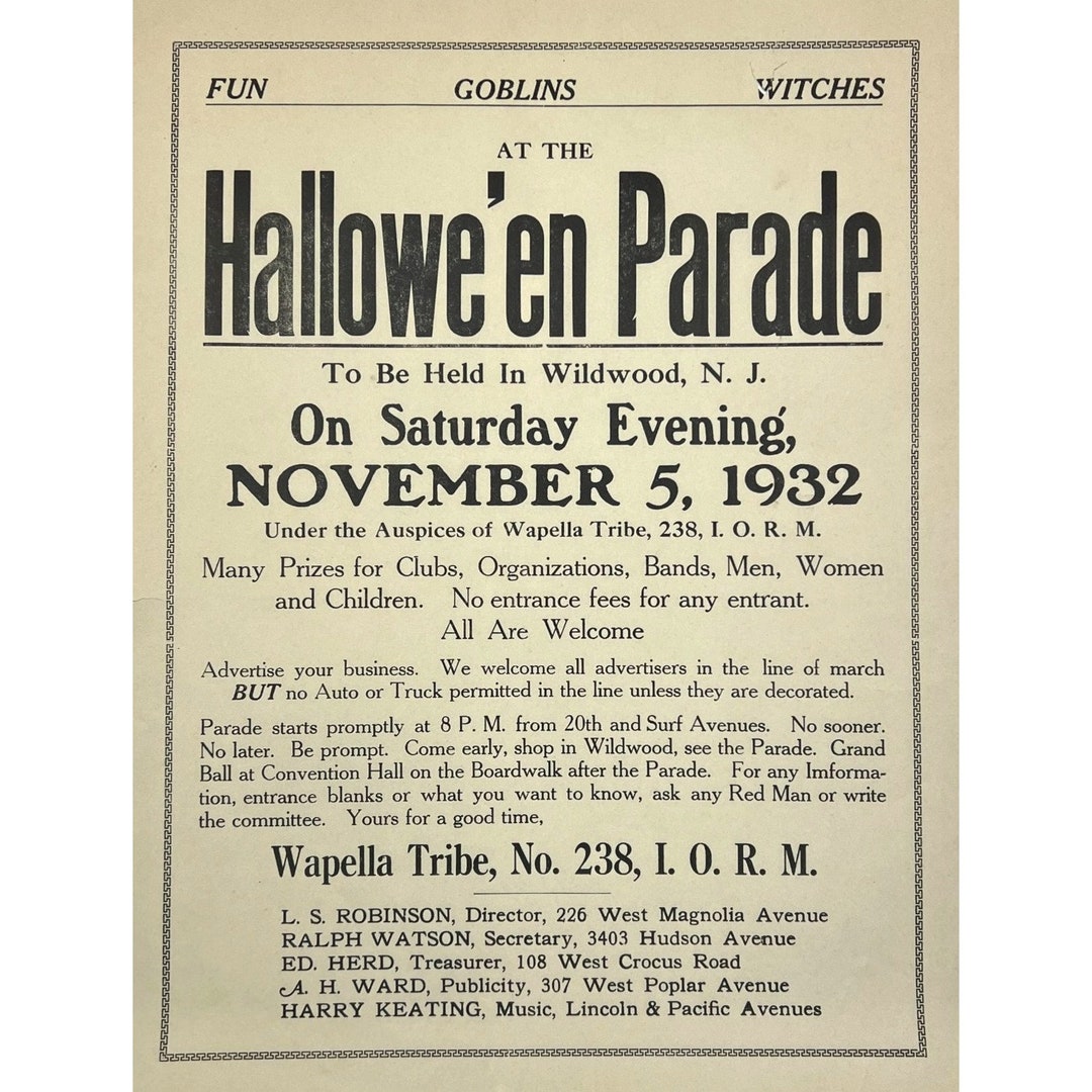 Original 1932 HALLOWEEN PARADE Poster Flyer Wildwood - Etsy