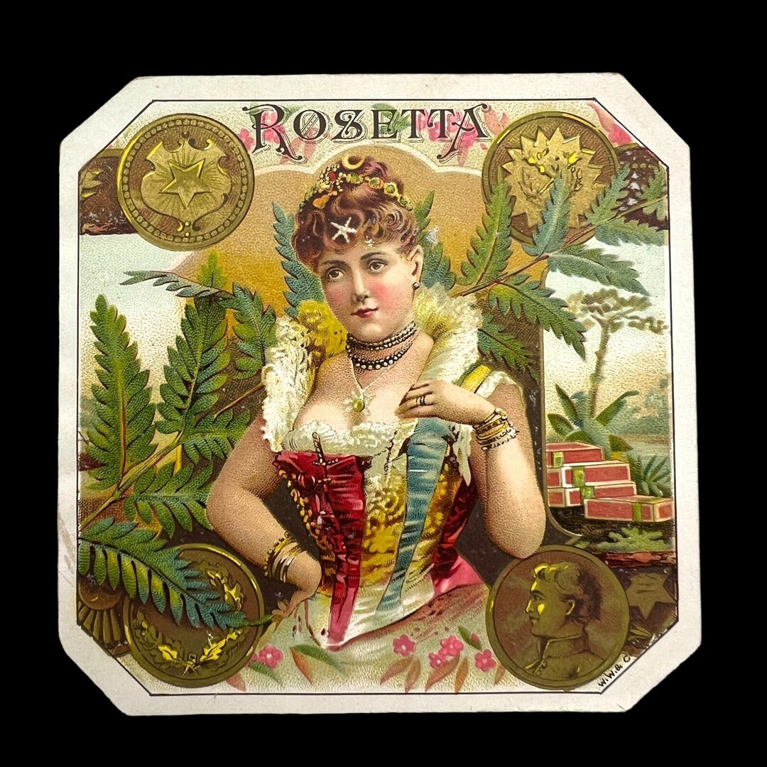 Vintage - ROSETTA - Outer Cigar Box Label - Lovely Lady - Gold Medals ...