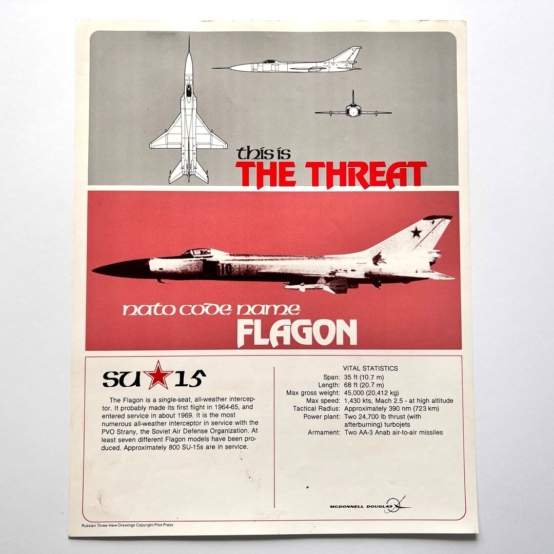Mcdonnell Douglas Russian Soviet Military SU-15 FLAGON Interceptor Jet ...