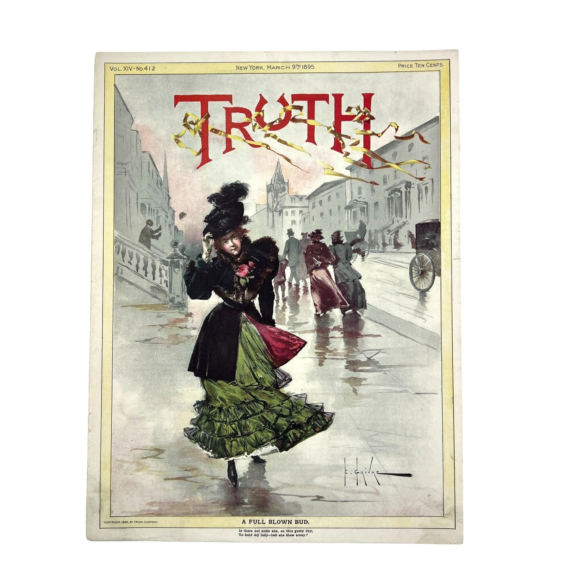 Truth - March 9, 1895 Original Full Color Magazine Cover - Artist ...