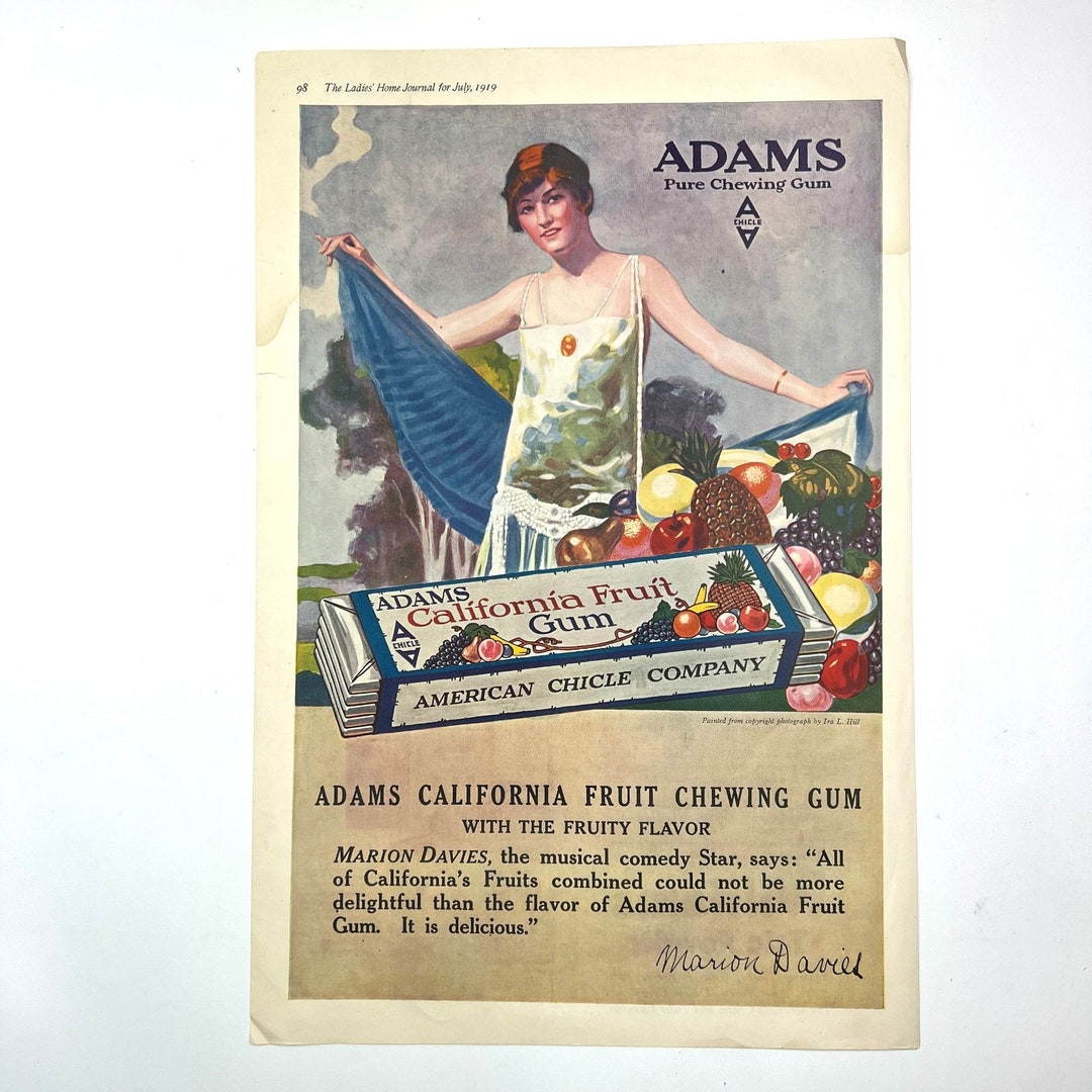 1919 Adams Chewing Gum CALIFORNIA FRUIT Full-page Color Print Ad ...