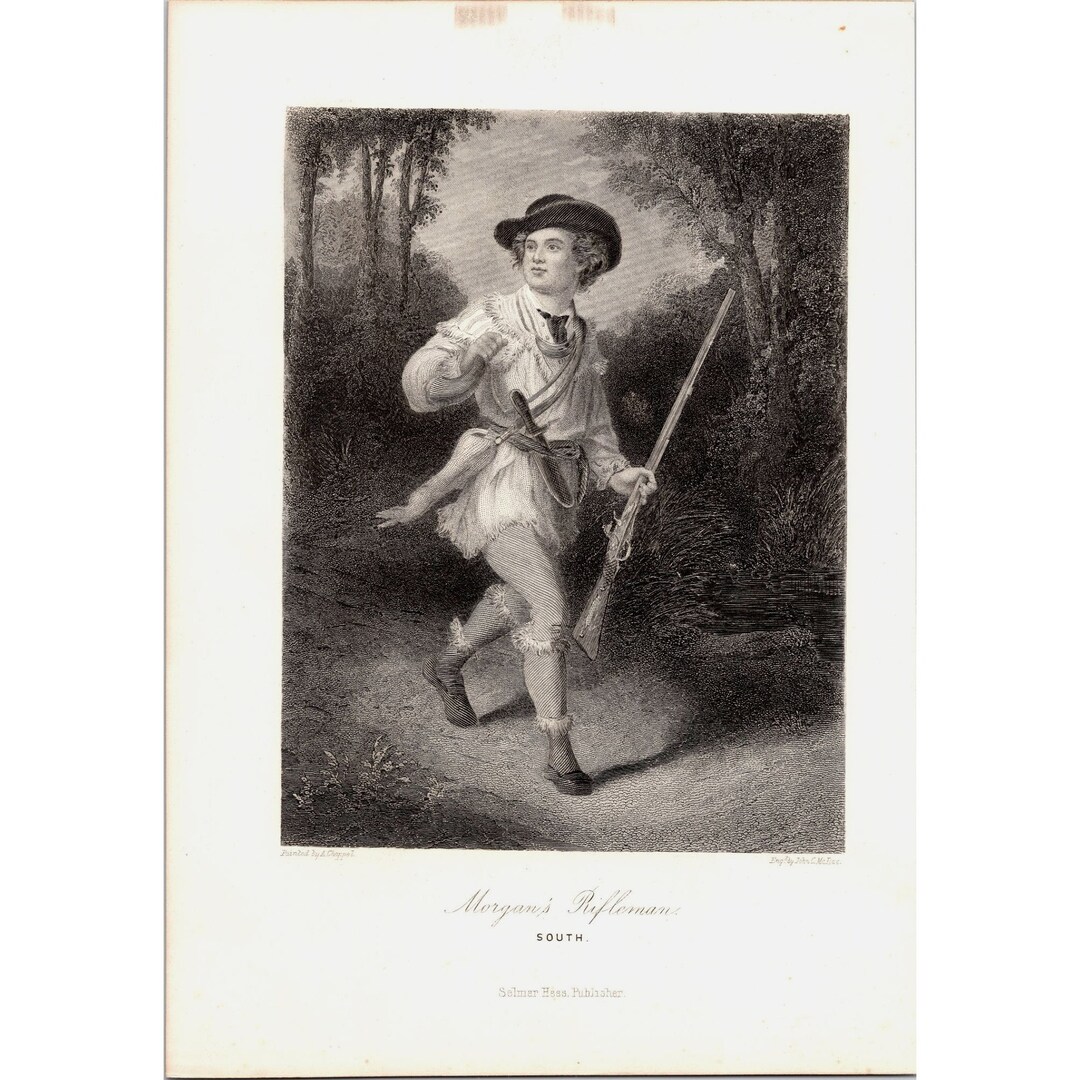 MORGAN'S RIFLEMAN SOUTH Original Antique Victorian Engraving Print John ...