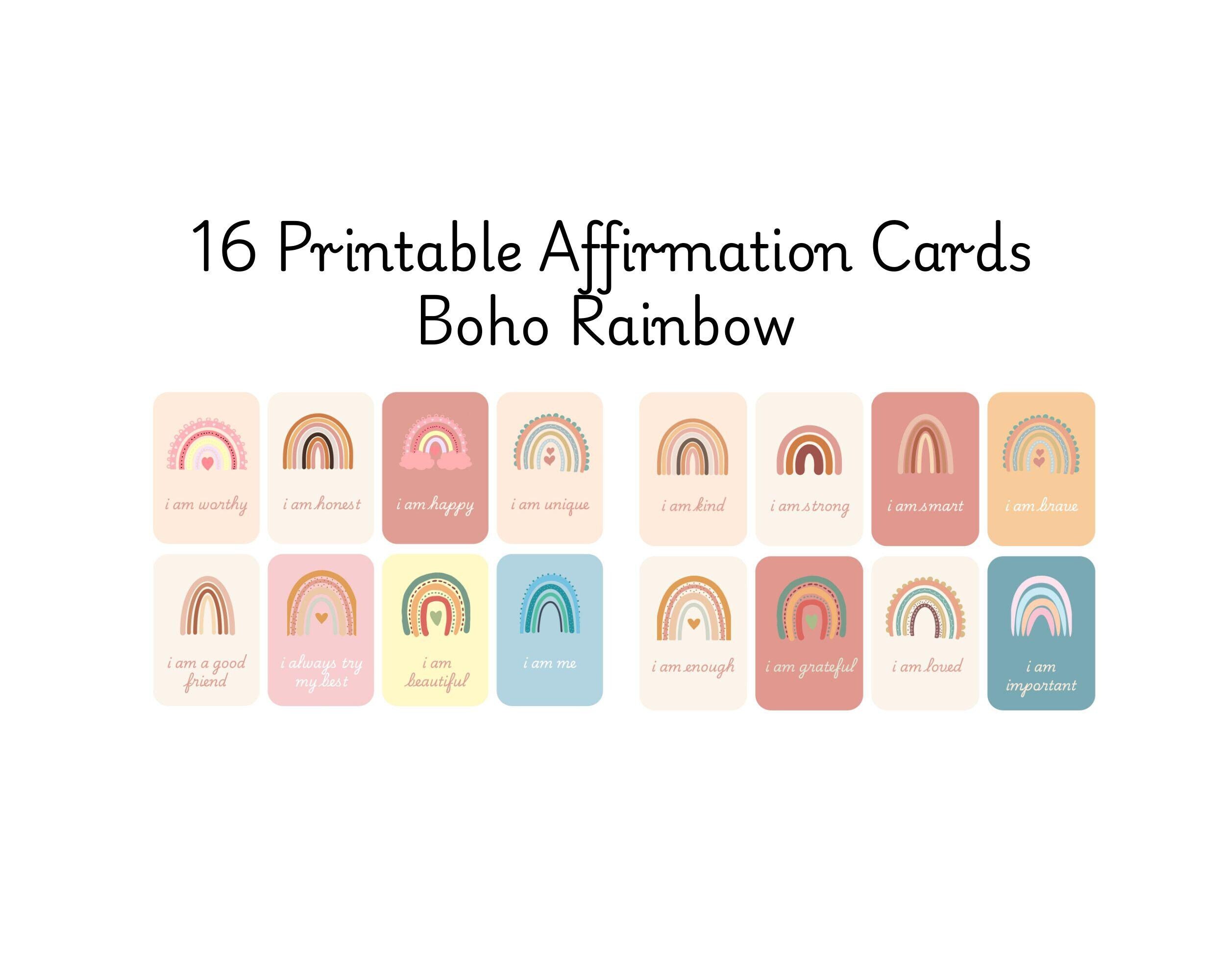 Kids Affirmation Cards Printable | Boho Rainbow Positive Affirmations ...