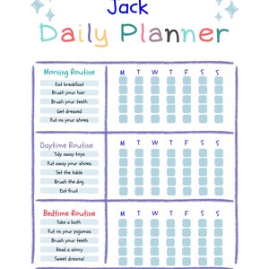 Kid's Daily Planner, Kid's Schedule, Children's Routine Checklist ...