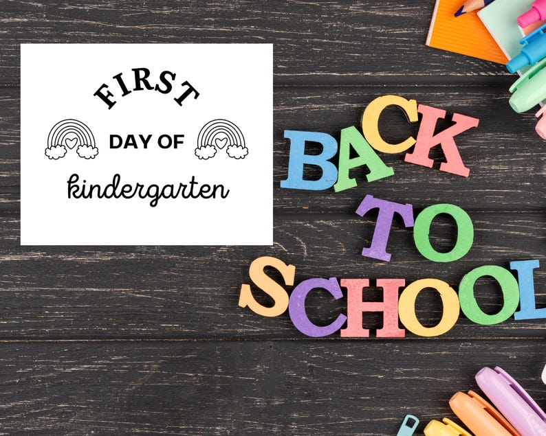 First Day of School Printable Signs All Grades Back to School Rainbow ...