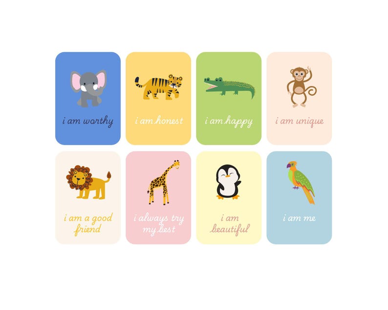 16 Printable Positive Affirmation Cards for Kids, Zoo Animal Kids ...
