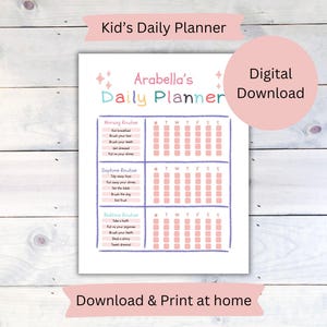 Kid's Daily Planner, Kid's Schedule, Children's Routine Checklist ...