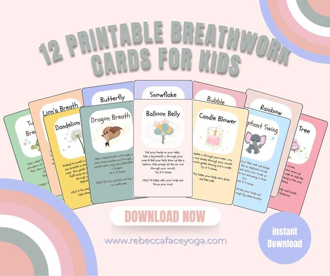 Printable Breathwork Cards for Kids - Etsy