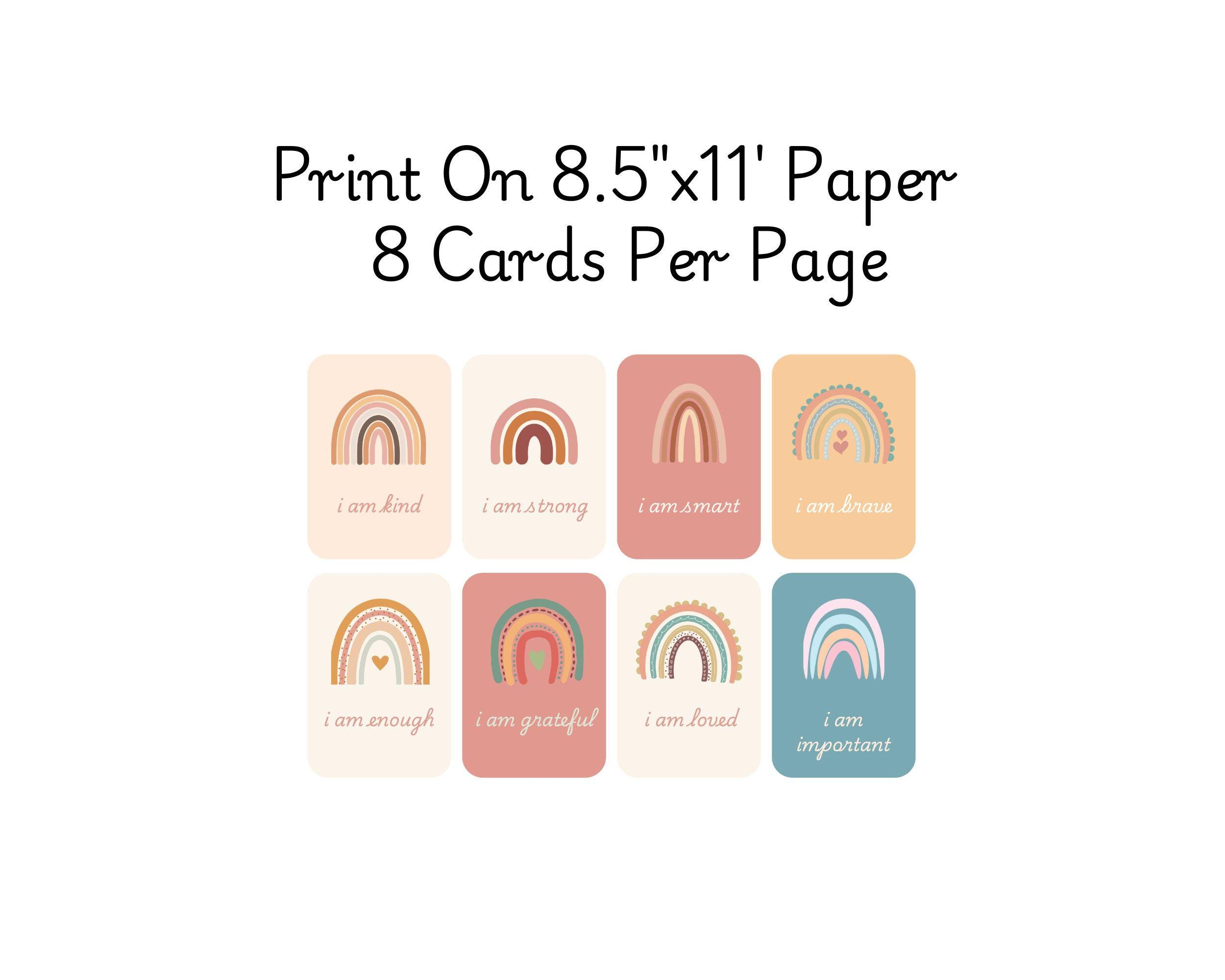 Kids Affirmation Cards Printable | Boho Rainbow Positive Affirmations ...