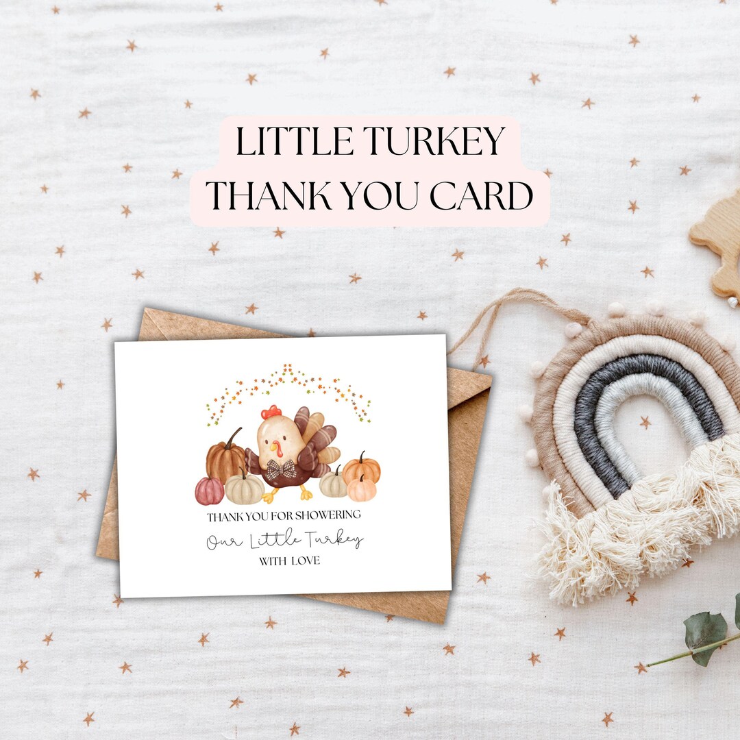 Little Turkey Baby Shower Thank You Card Fall Baby Shower Printable ...