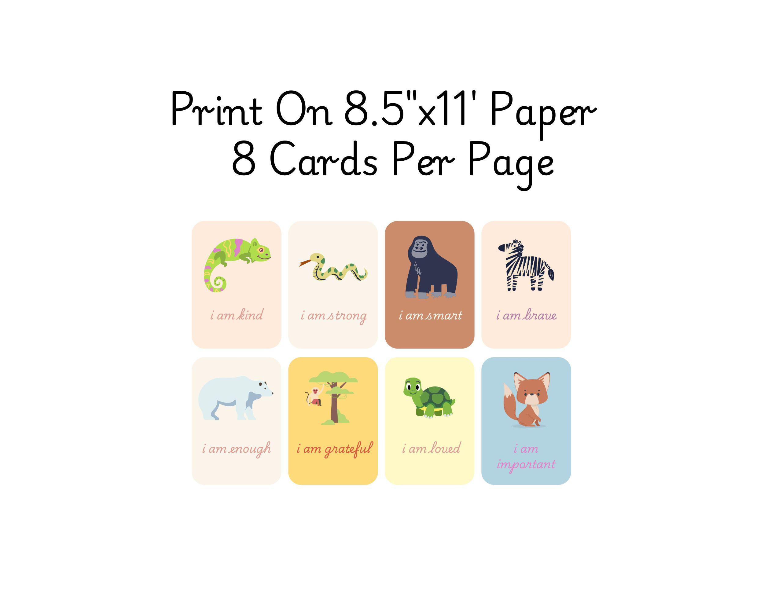 16 Printable Positive Affirmation Cards for Kids, Zoo Animal Kids ...