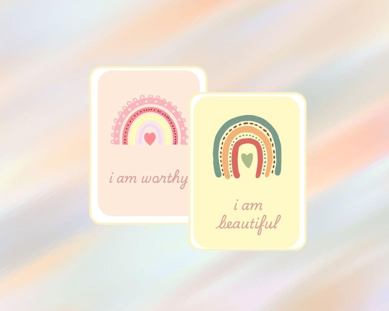 Kids Affirmation Cards Printable | Boho Rainbow Positive Affirmations ...