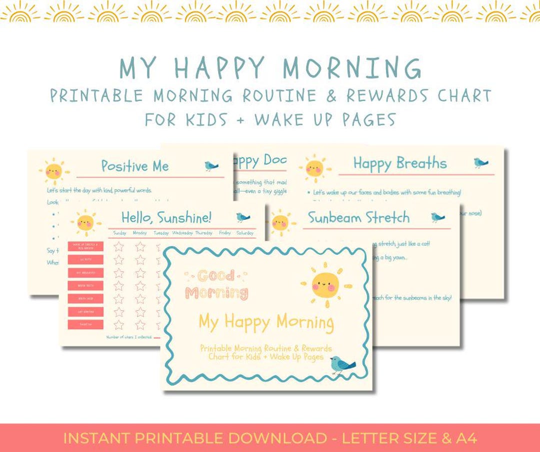 Printable Morning Routine & Rewards Chart for Kids + Wake up Pages ...