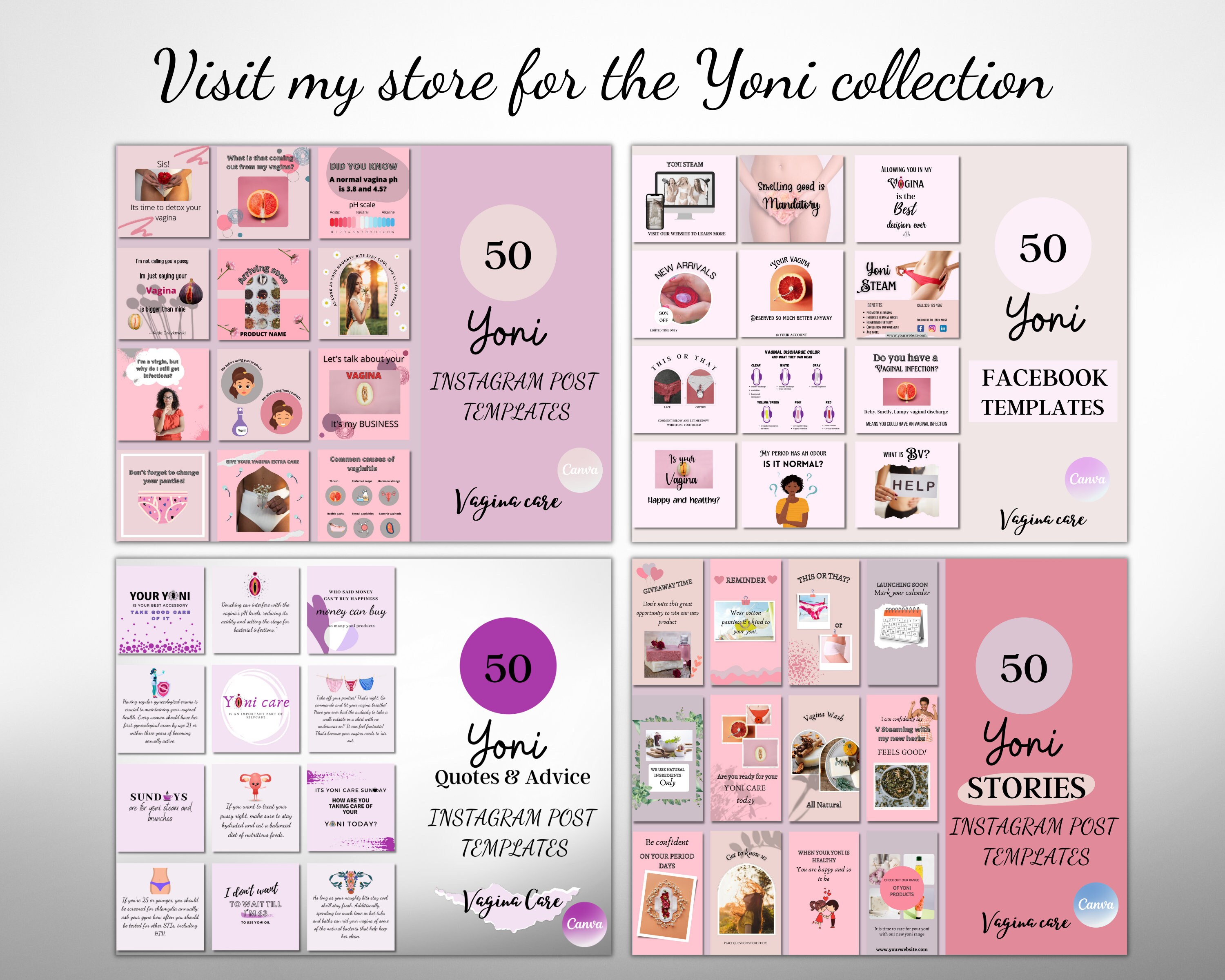 Yoni Post Templates for Instagram, Vagina Care and Quote Posts is A ...