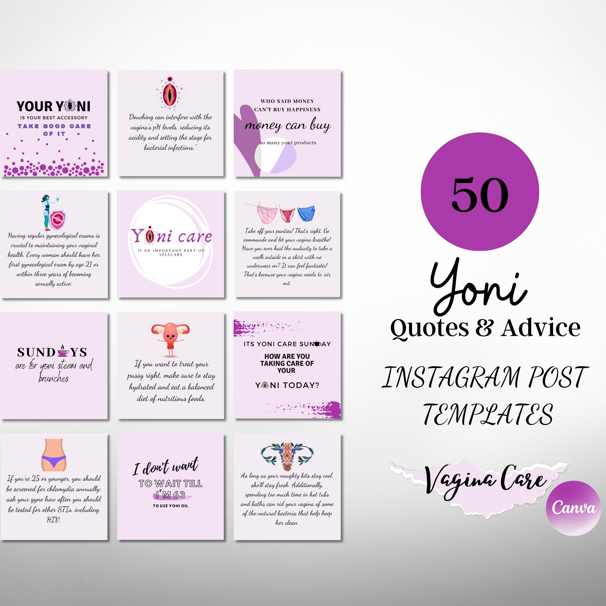 Yoni Post Templates for Instagram, Vagina Care and Quote Posts is A ...