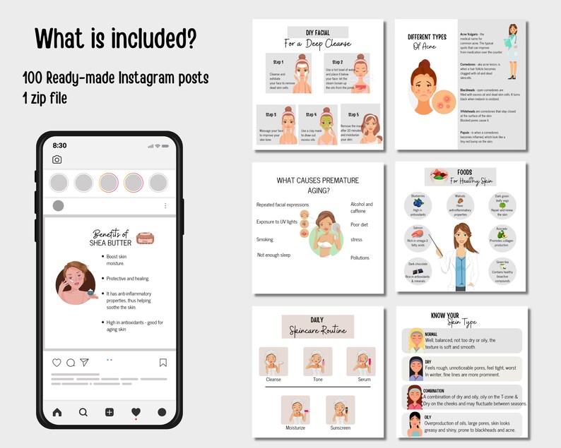 100 Skincare Infographic Instagram Posts, Esthetician Instagram Post ...