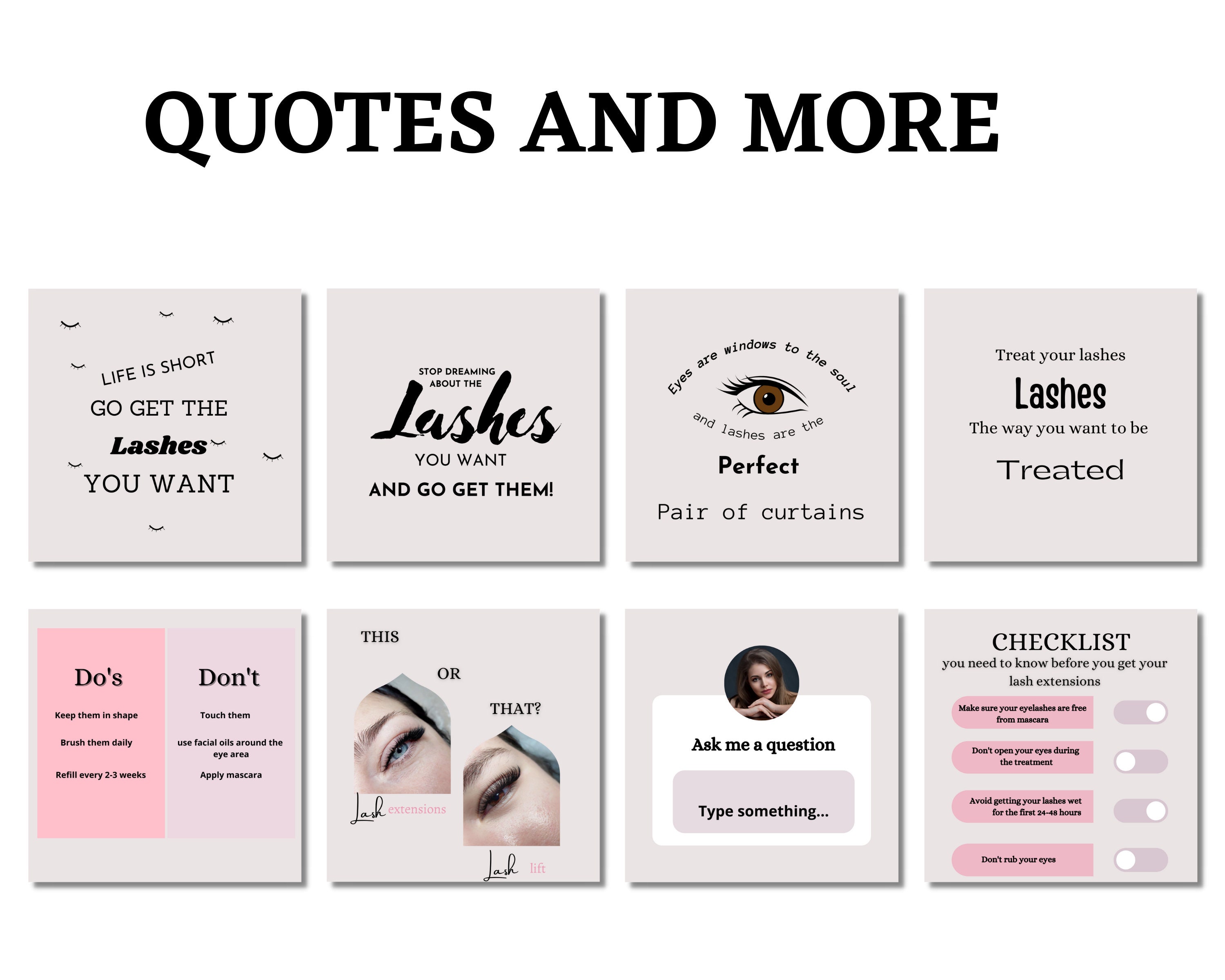Lash Tech Instagram Post Templates Are Perfect for Lash Artists to Grow ...