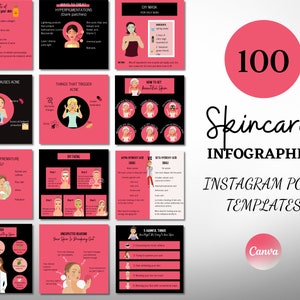 100 Skincare Infographic Instagram Posts Esthetician - Etsy