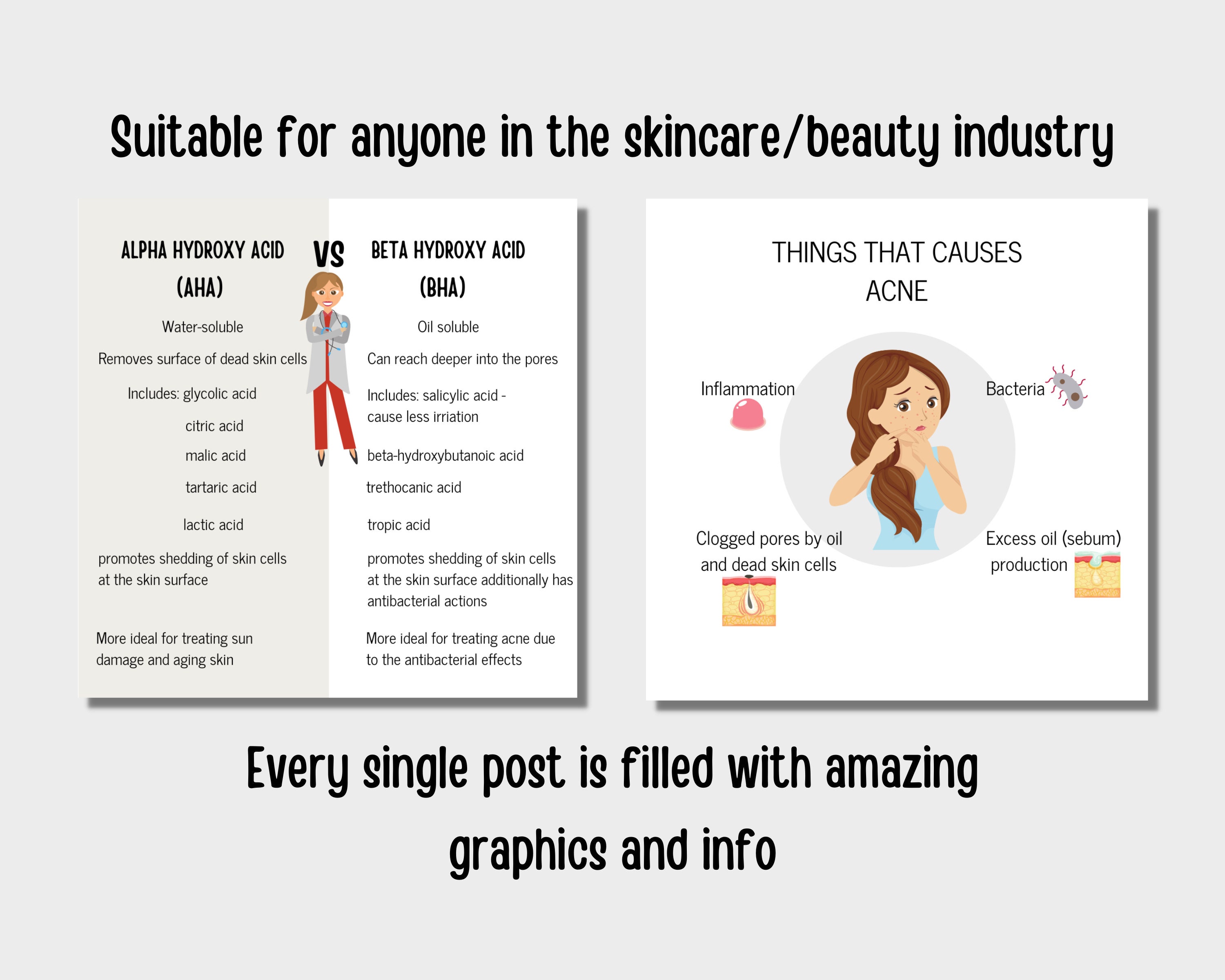 100 Skincare Infographic Instagram Posts Esthetician - Etsy