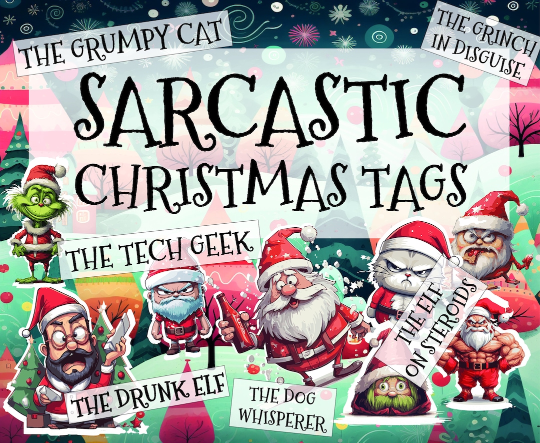 Sarcastic Christmas Tags Cards Printable Digital Download Funny Rude ...