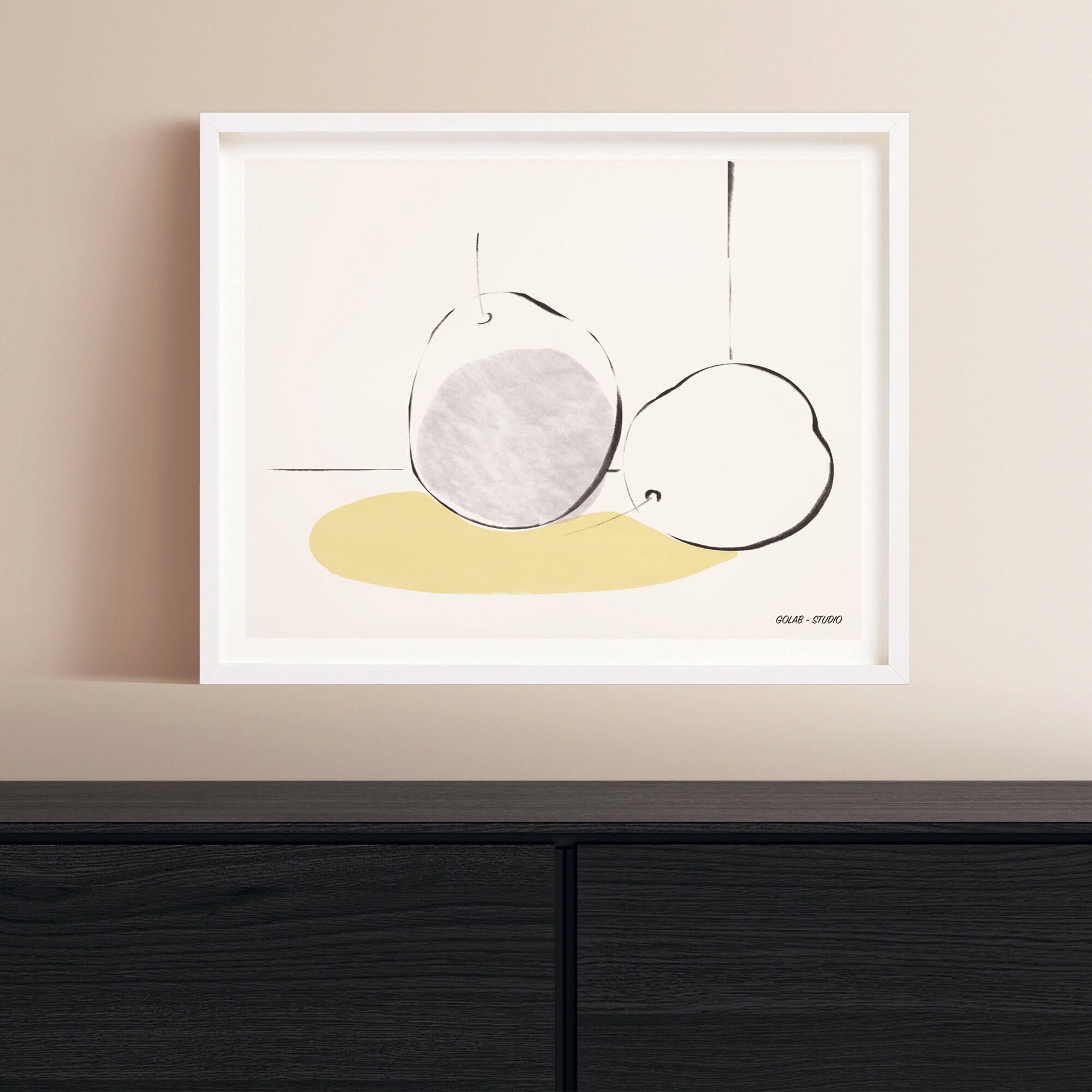 Pear Abstract Print, Kitchen Wall Art, Fruit Print, Living Room Decor ...